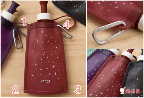 韓國 sillymann - 100%鉑金矽膠簡約便攜捲式水瓶-星空紅-550ml｜媽咪愛