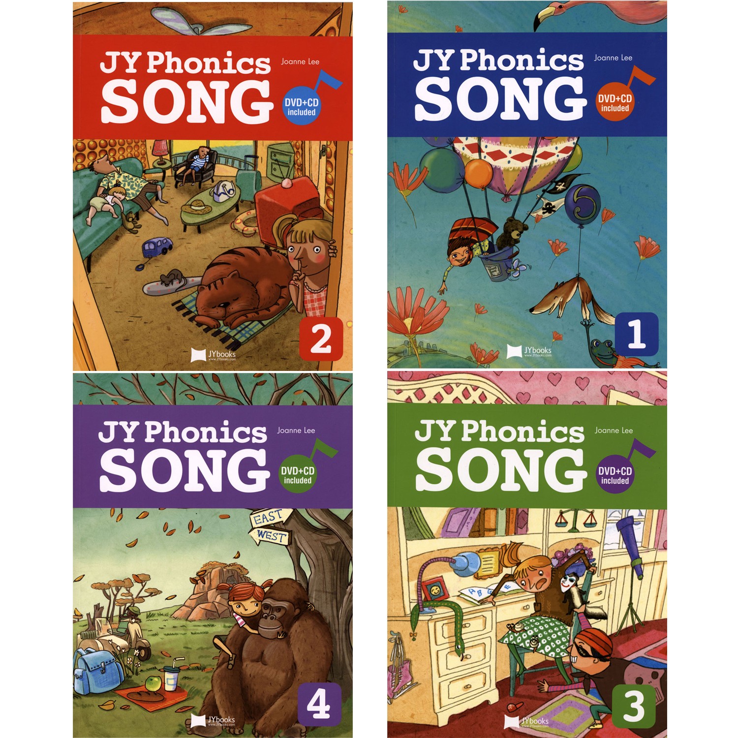 JY Books - 【全套】JY PHONICS SONG #1~4/BK-書+DVD+CD - 《媽咪愛》育兒好物商城